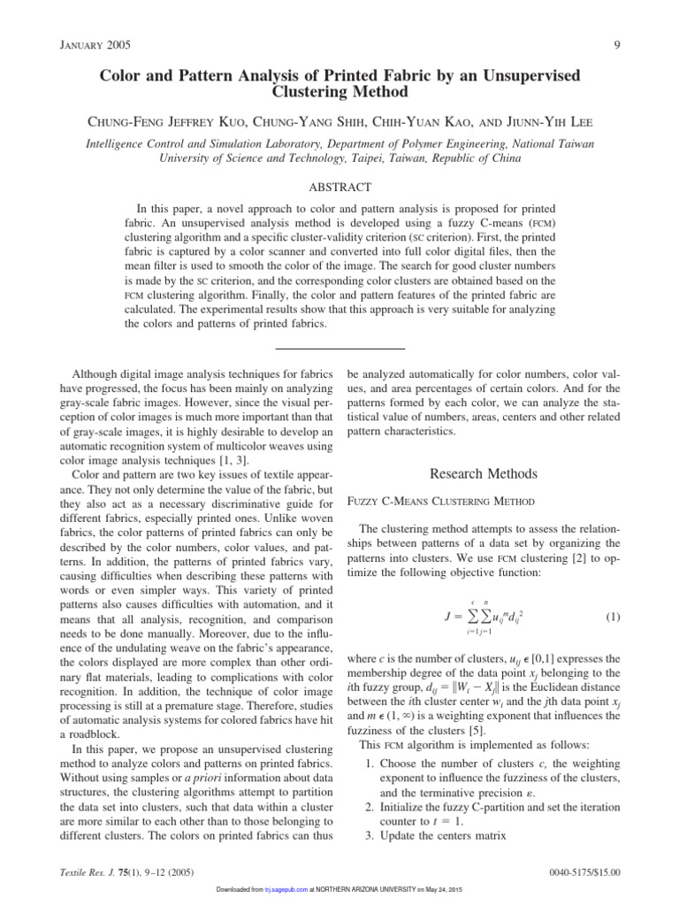 Color and Pattern Analysis of Printed Fabric by An Unsupervised Clustering Method | PDF ...