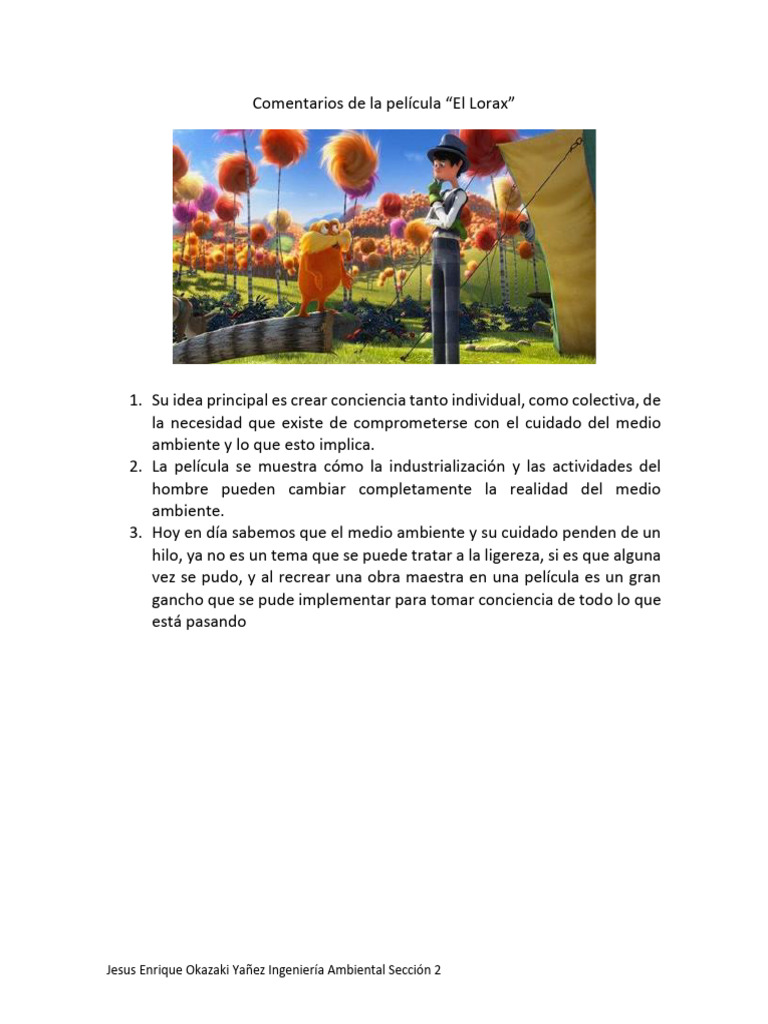 Pelicula El Lorax | PDF