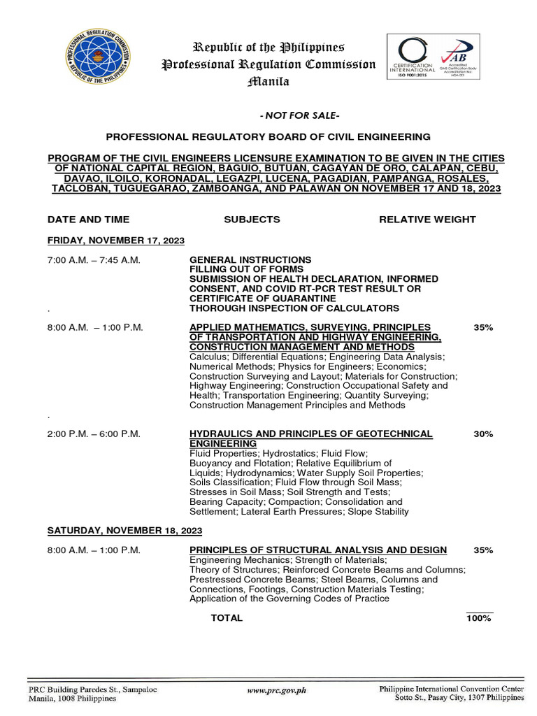 Exam Program Nov 2023 (Civil Engg) | PDF | Engineering | Buoyancy