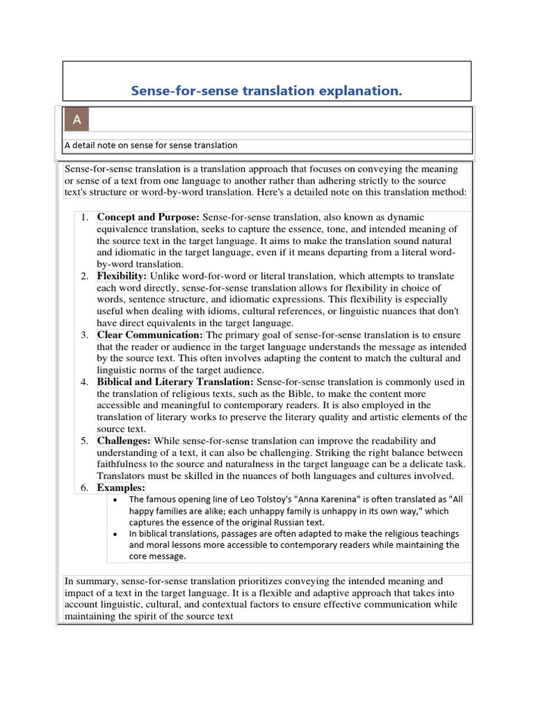 Understanding Sense-for-Sense Translation | PDF | Translations | Idiom