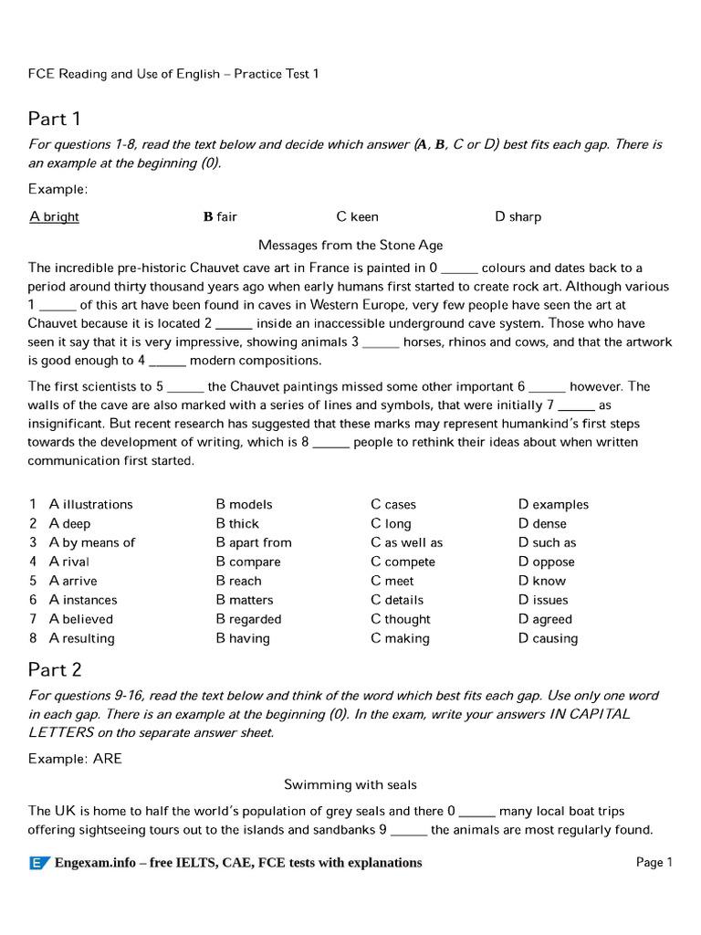 FCE .Reading and Useof English | PDF