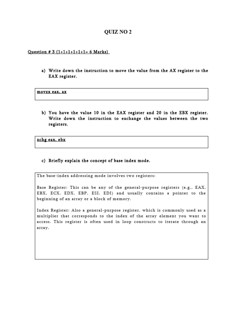 Quiz 2 13112023 085309am | PDF | Arithmetic | Computer Hardware
