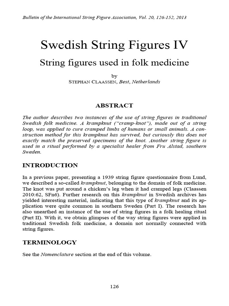 Swedish String Figures IV. String Figures Used in Folk Medicine | PDF ...