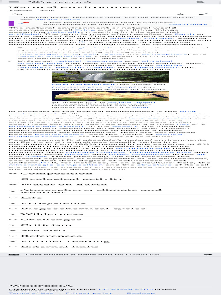 Natural Environment - Wikipedia | PDF | Natural Environment | Nature