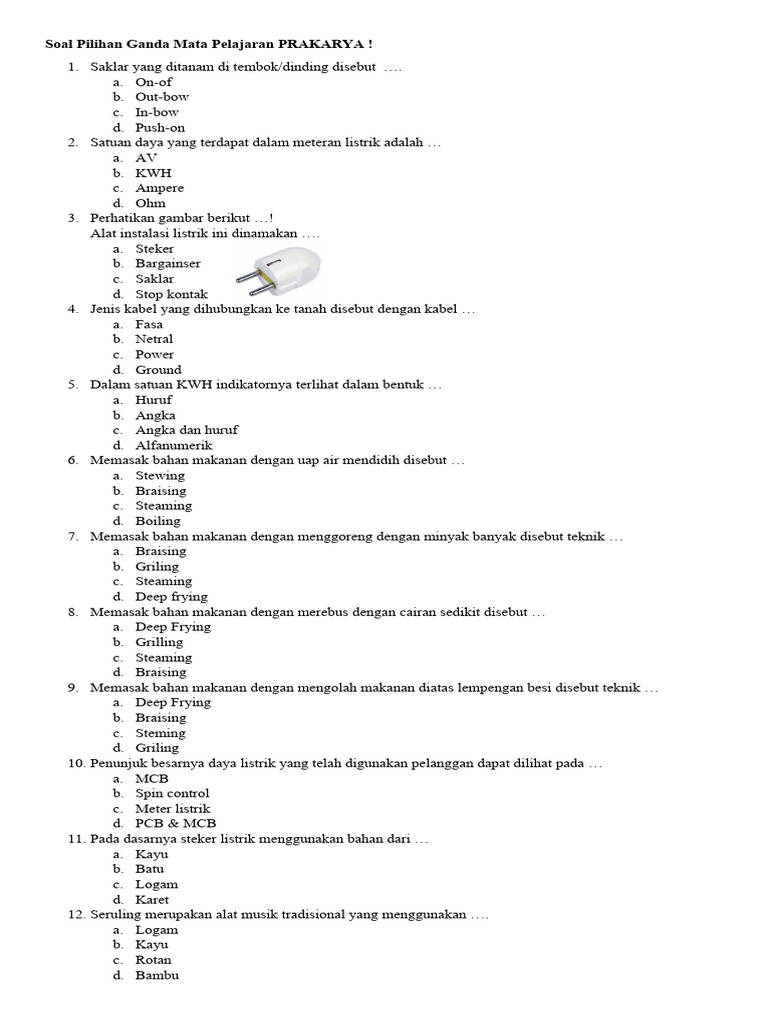 Soal Pas Prakarya Kelas 9 | PDF | Griya & Taman | Seni