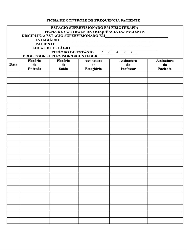 Ficha de Controle Do Paciente | PDF