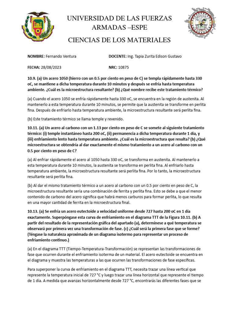 Ventura - Fernando - Deber4 | PDF | Tratamiento a base de calor | Acero