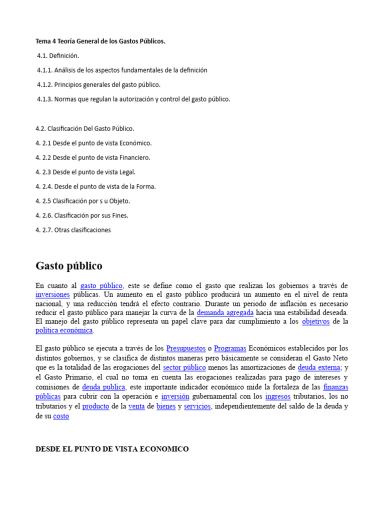 Clasificación y Principios del Gasto Público | PDF | Presupuesto | Infraestructura