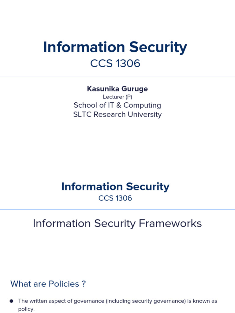 03 - Lec01 - Information Security Frameworks | PDF | Computer Security | Security