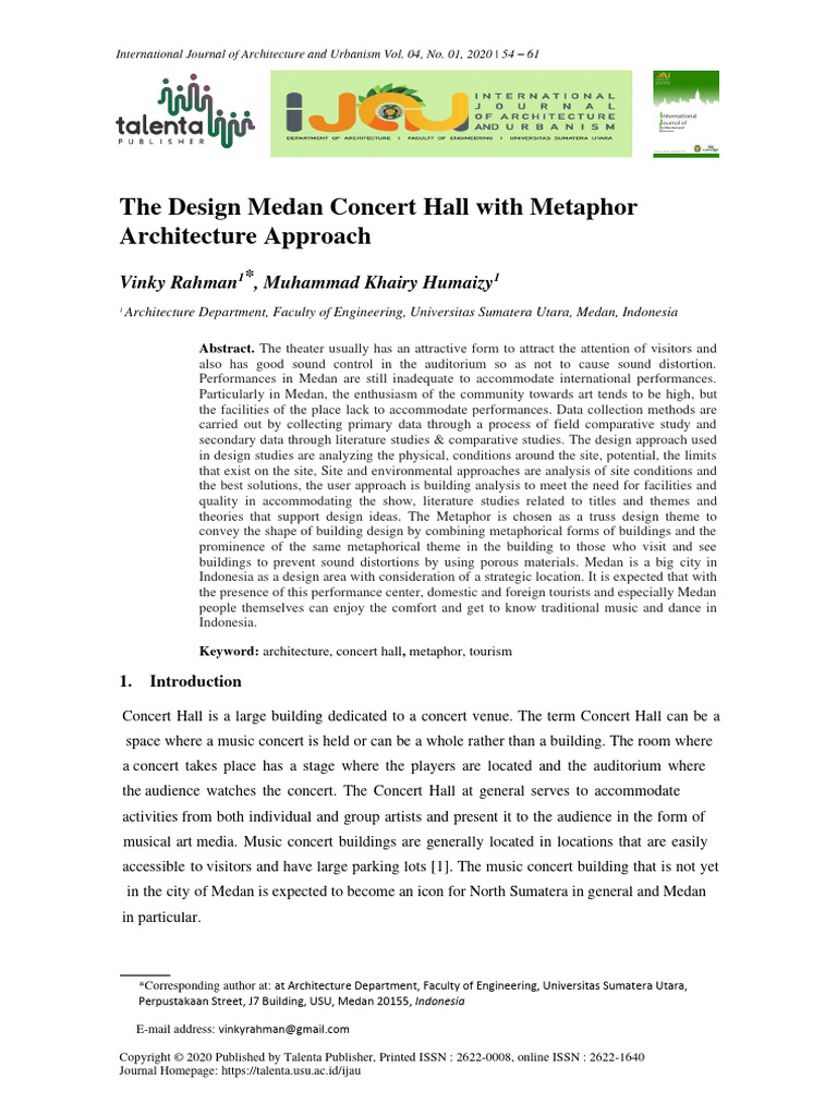 The Design Medan Concert Hall With Metaphor Architecture Approach | PDF ...