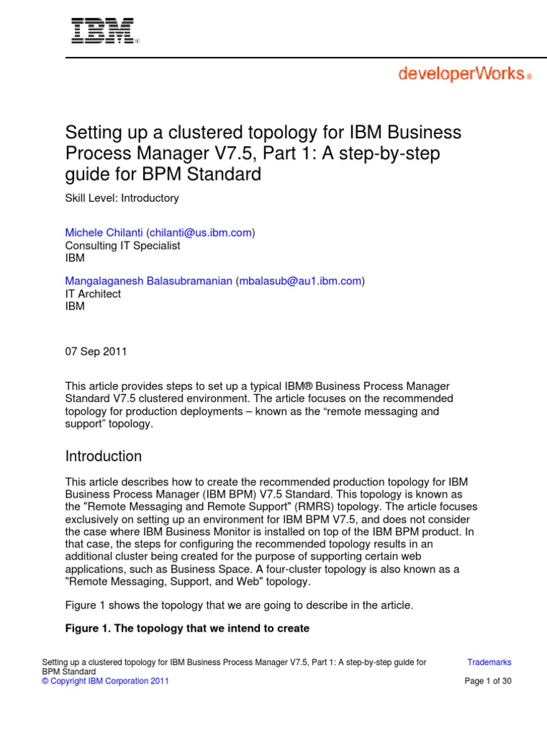 Setting Up A Clustered Topology For IBM Business Part1 | PDF | Business Process Management | Ibm Db2