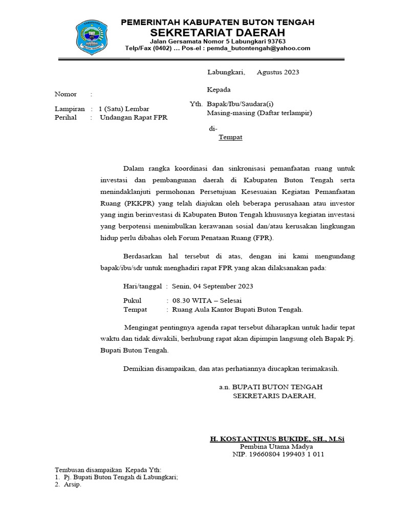 Undangan Rapat FPR | PDF