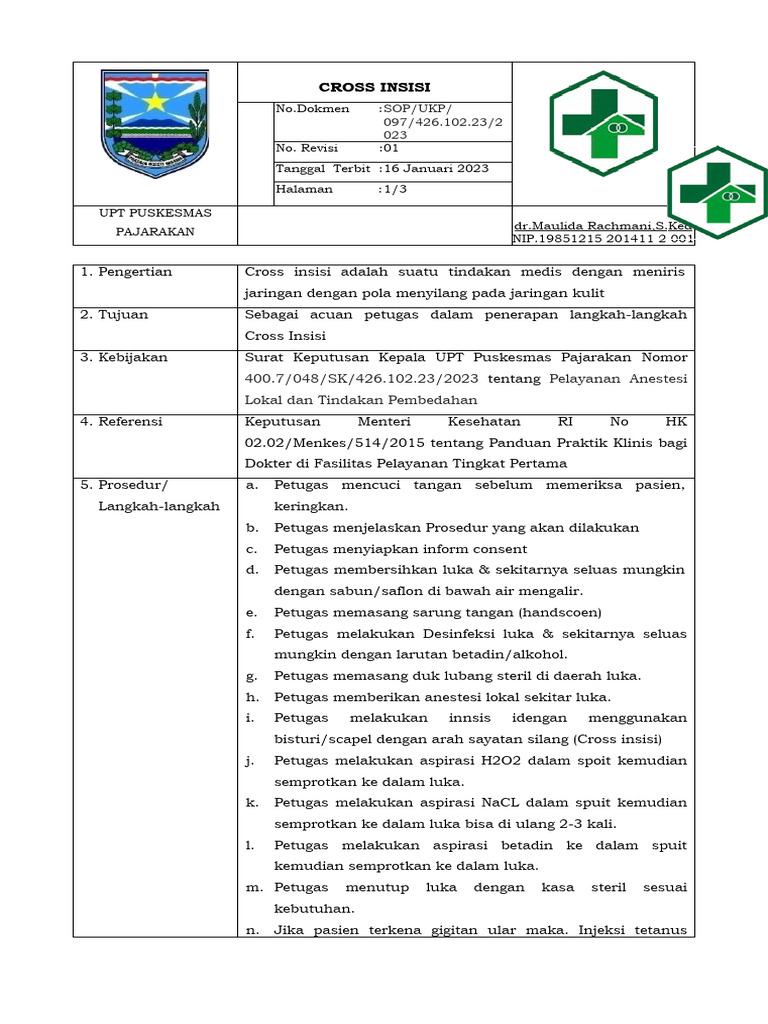 Sop Cross Insisi | PDF
