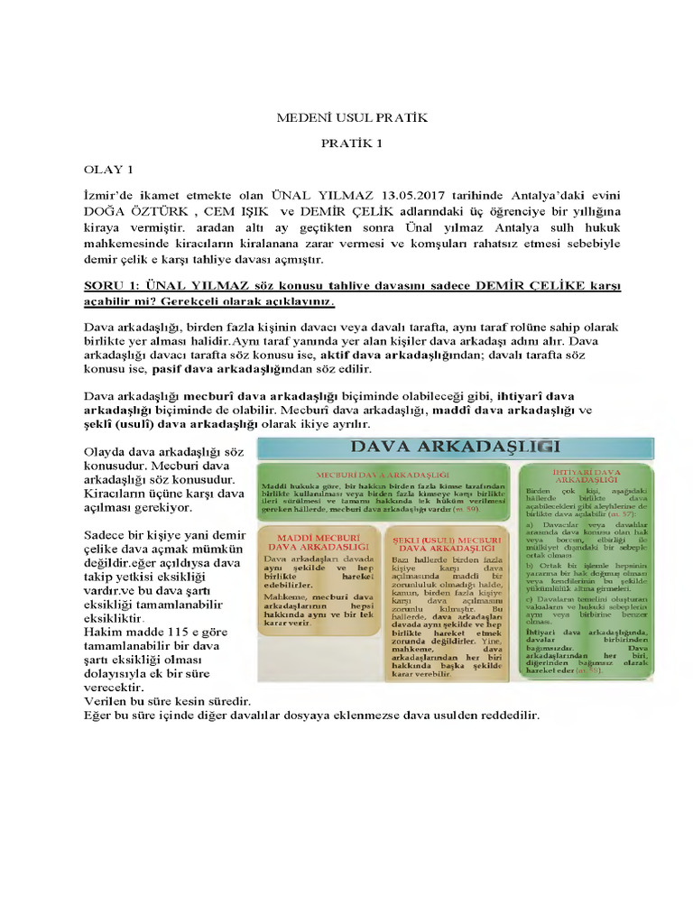 Medeni Usul Pratik 1.dönem | PDF