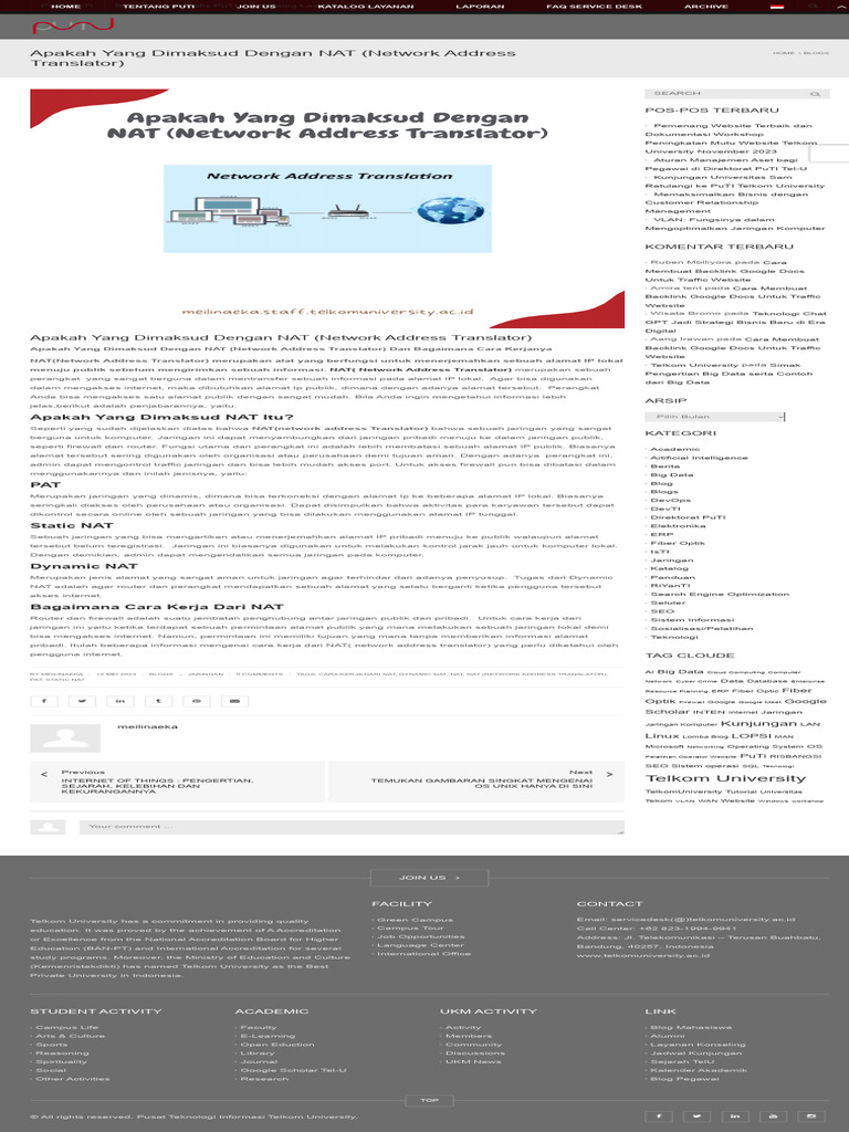 Apakah Yang Dimaksud Dengan NAT (Network Address Translator) - Direktorat Pusat Teknologi ...