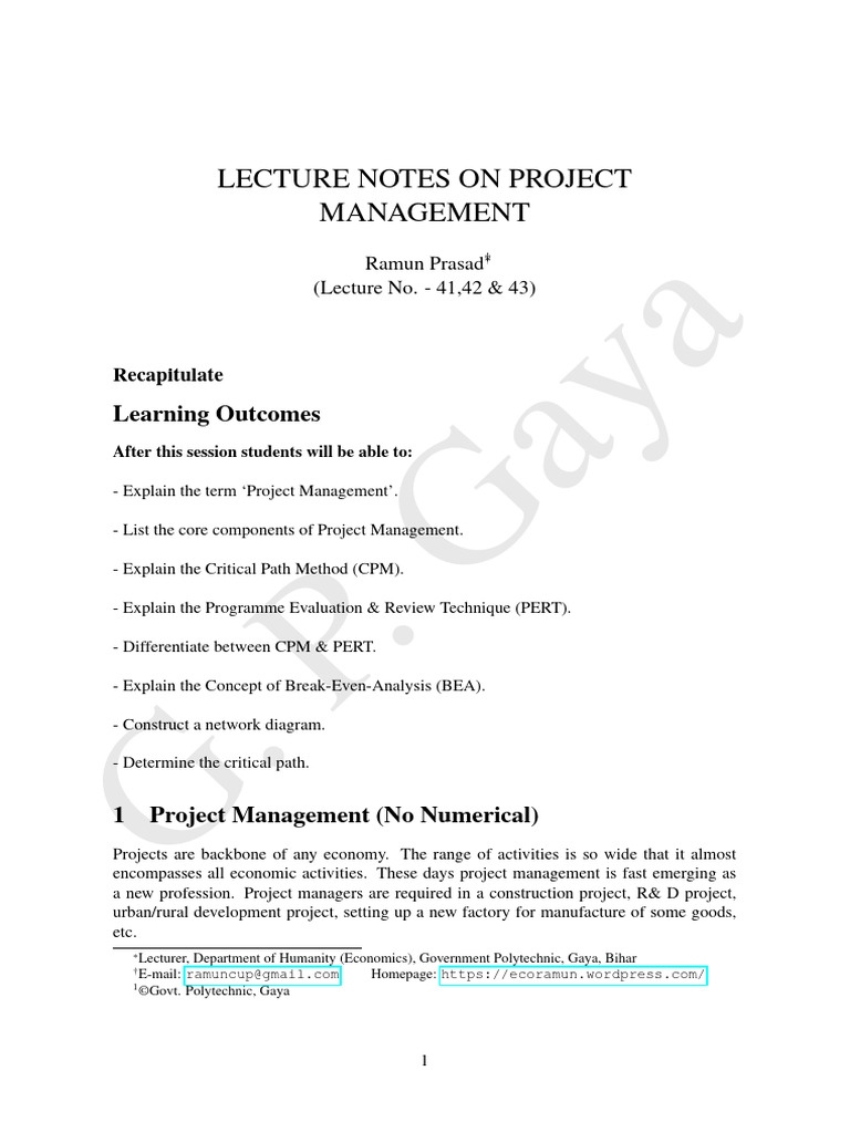 Lecturenotes 414243 | PDF | Project Management | Business Lecturenotes 414243 | PDF | Project Management | Business