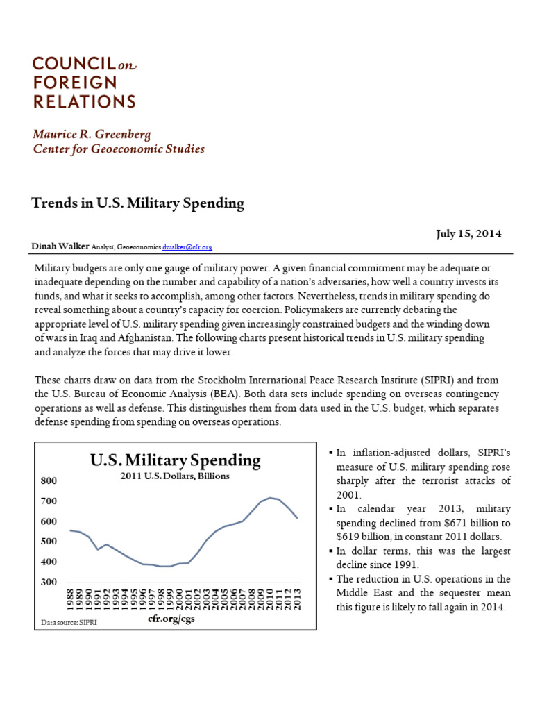 Trends in US Military Spending 2014 - Final | PDF | Military Budget Of ...