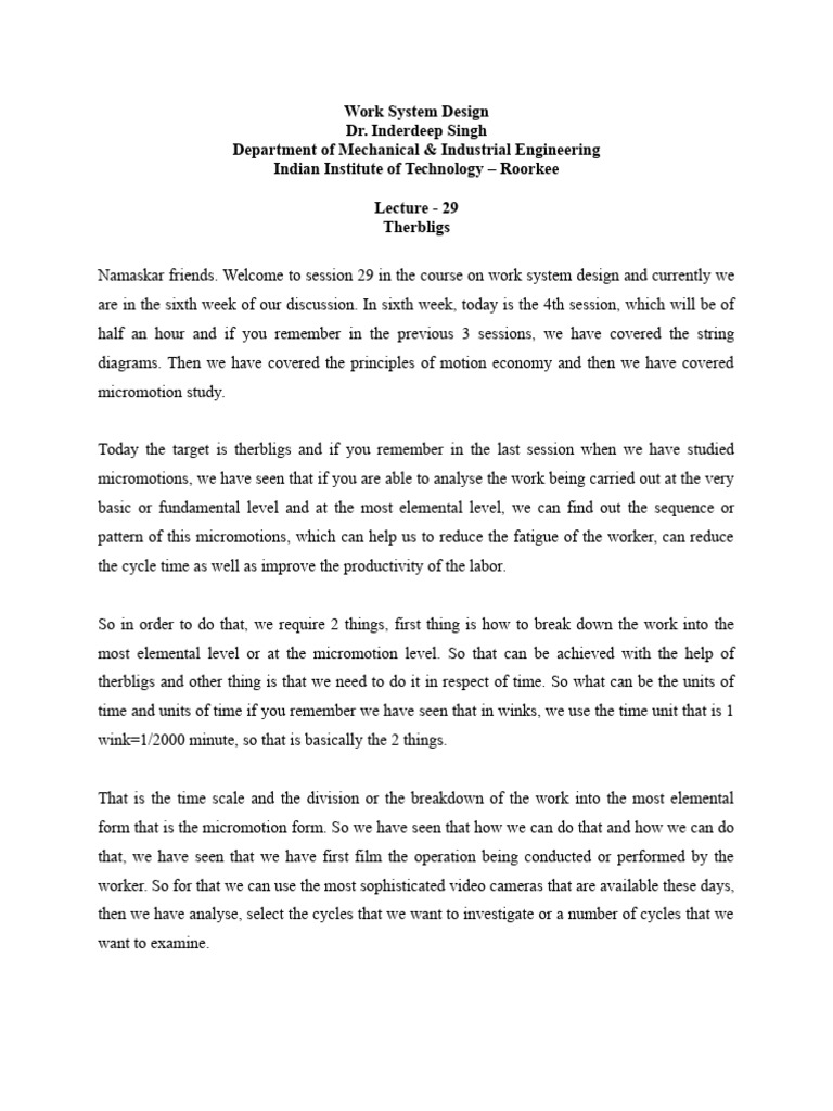 Therblig | PDF | Time | Screw