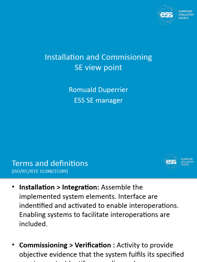 Installation and Commisioning | PDF | Verification And Validation ...