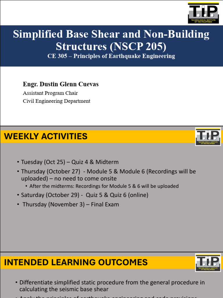 Simplified Base Shear and Non Building Structures 2 | PDF | Earthquakes ...