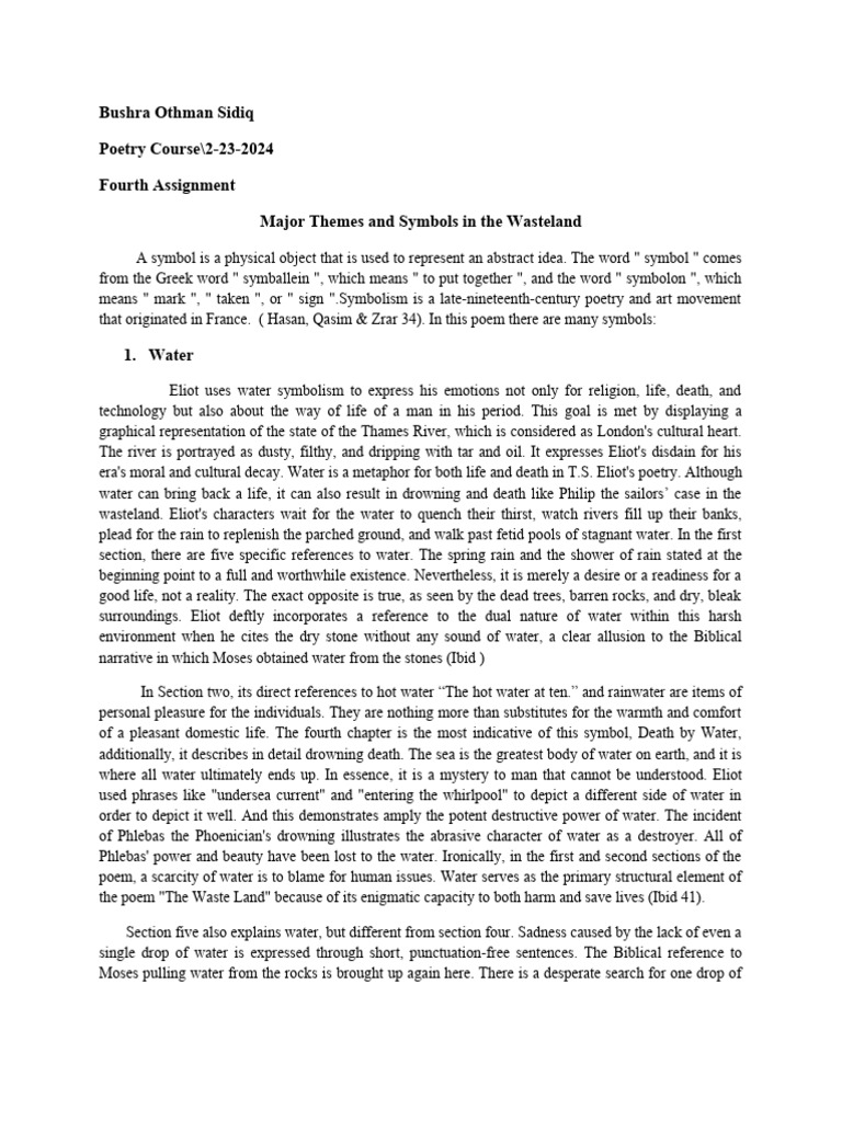 Bushra, Symboles and Themes in The Wasteland | PDF | Poetry | Classics