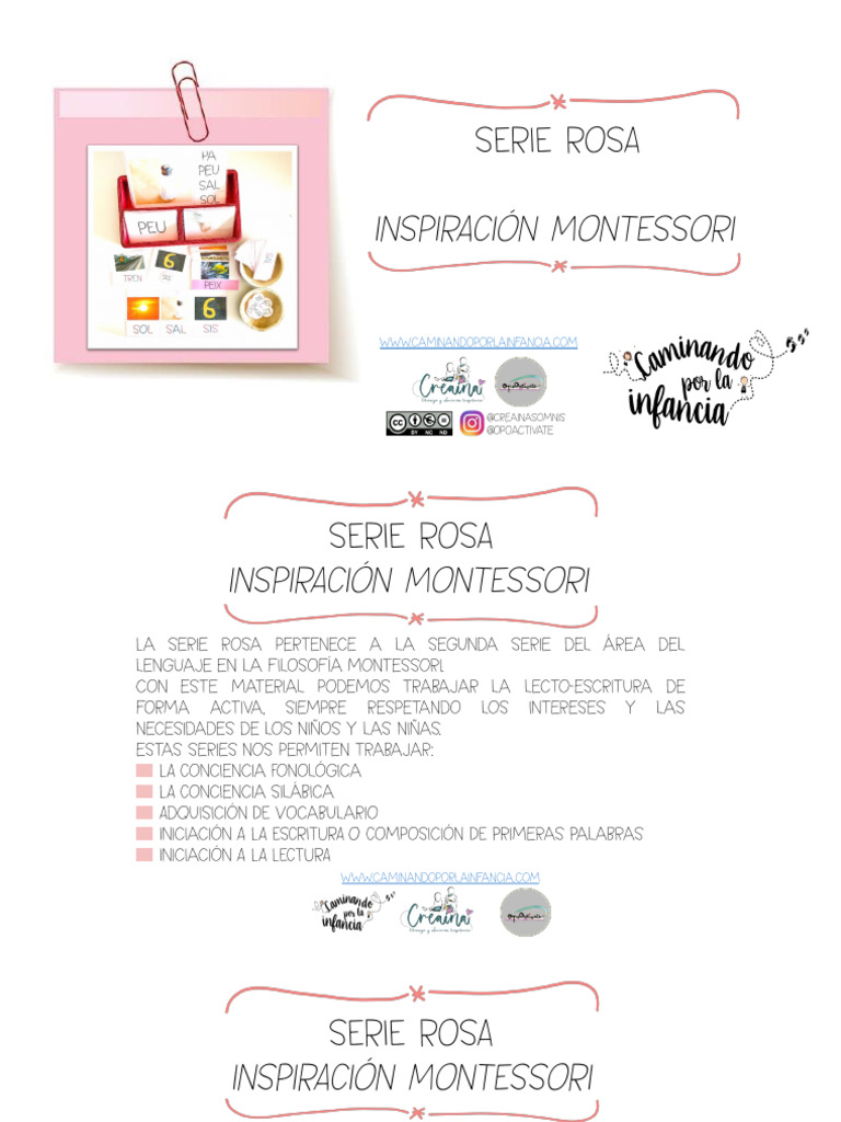 Serie Rosa (Palabras de Una Sílaba) Inspiración Montessori | PDF ...