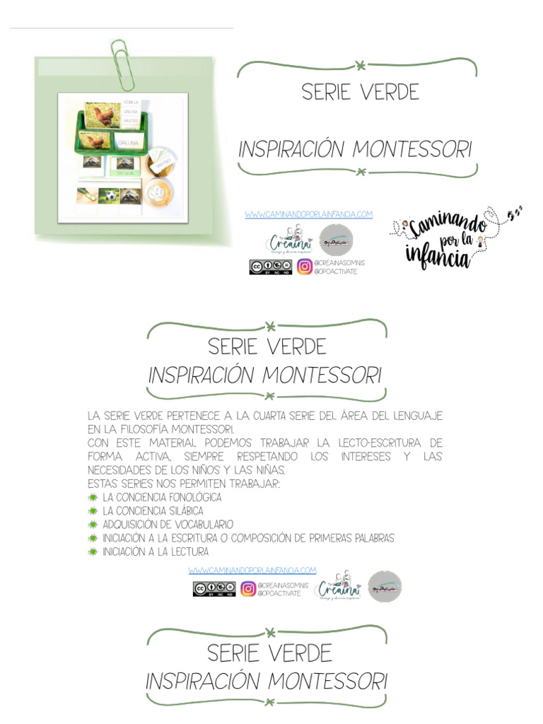 Silabario Montessori: Serie Verde | PDF | Arte
