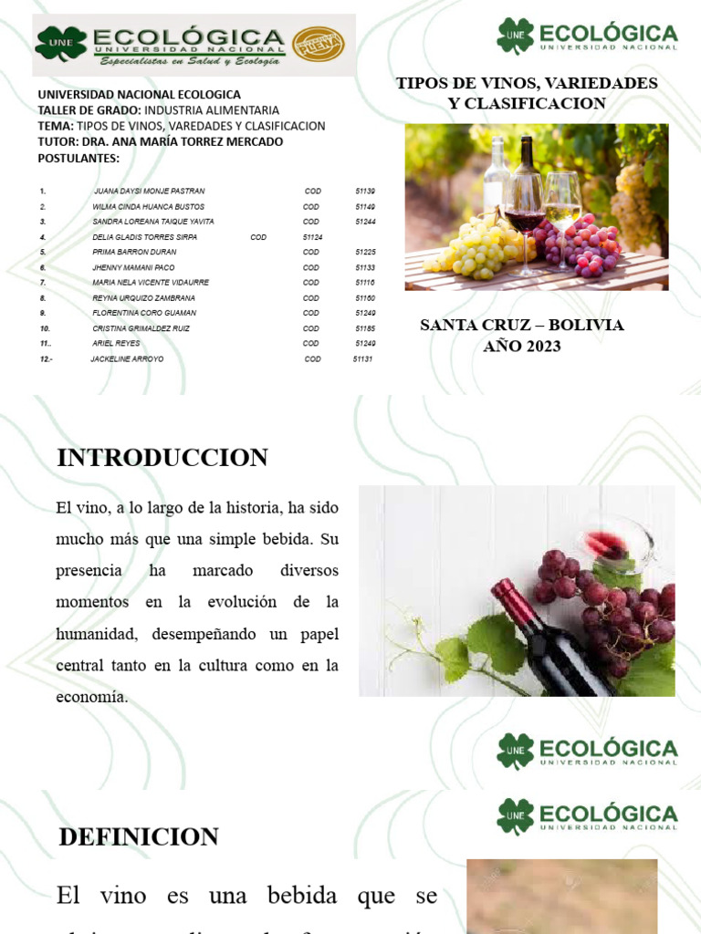 Presentacion Tipos de Vinos | PDF | Vino | Uva