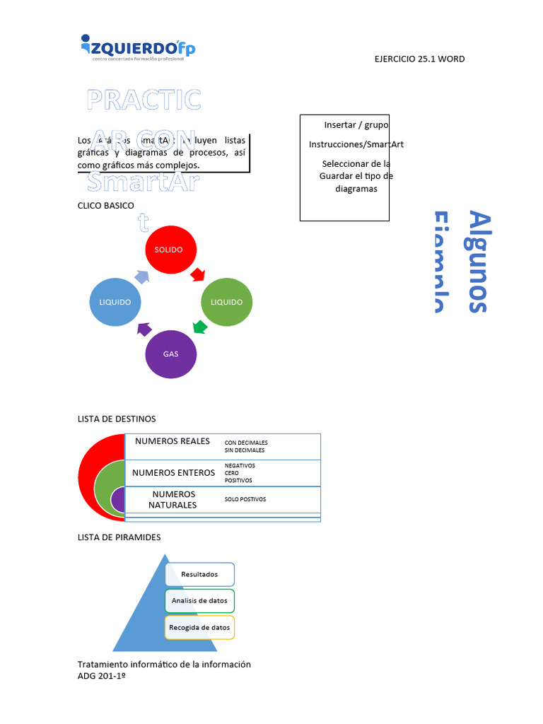 Gráficos SmartArt en Word: Ejercicio 25.1 | PDF