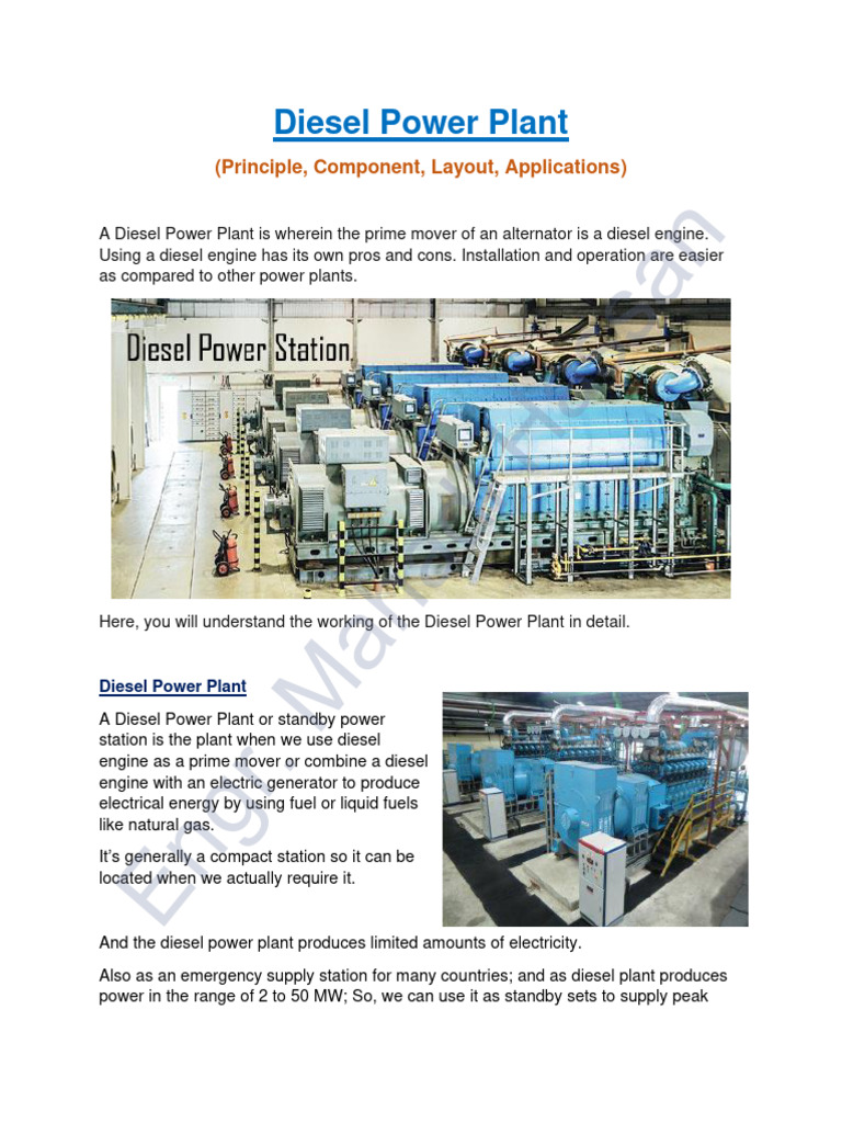 Diesel Power Plant Overview and Applications | PDF | Internal ...