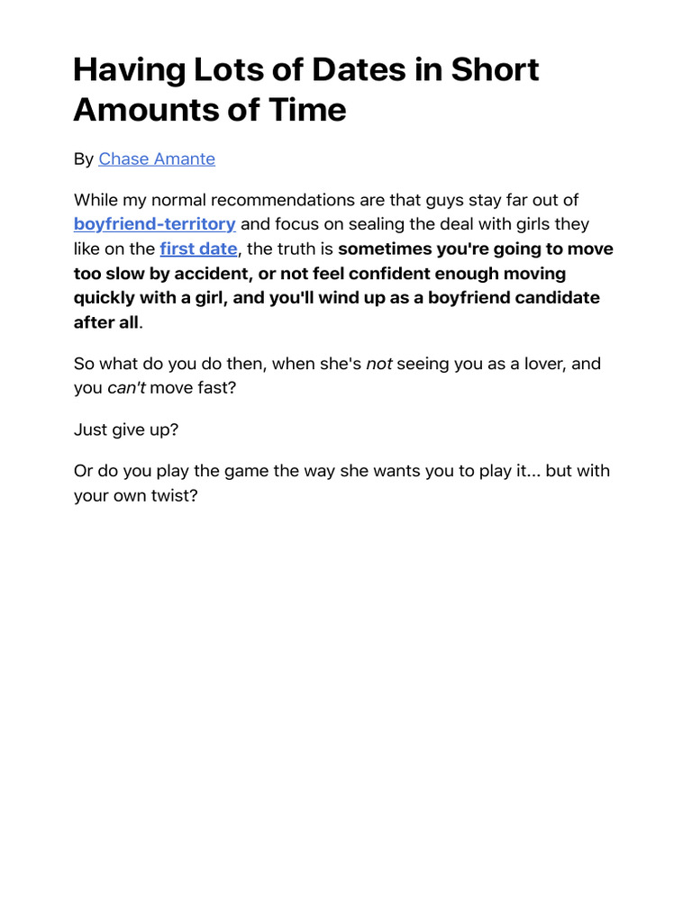 Having Lots of Dates in Short Amounts of Time | PDF | Self-Improvement ...