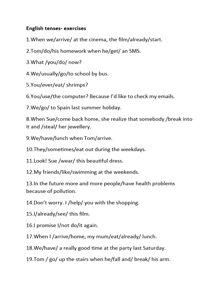 English Tenses-Exercises | PDF