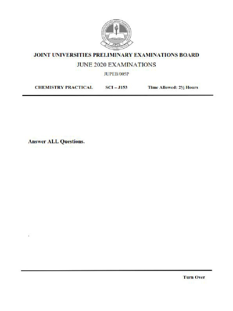 Chemistry Practical 2020 | PDF