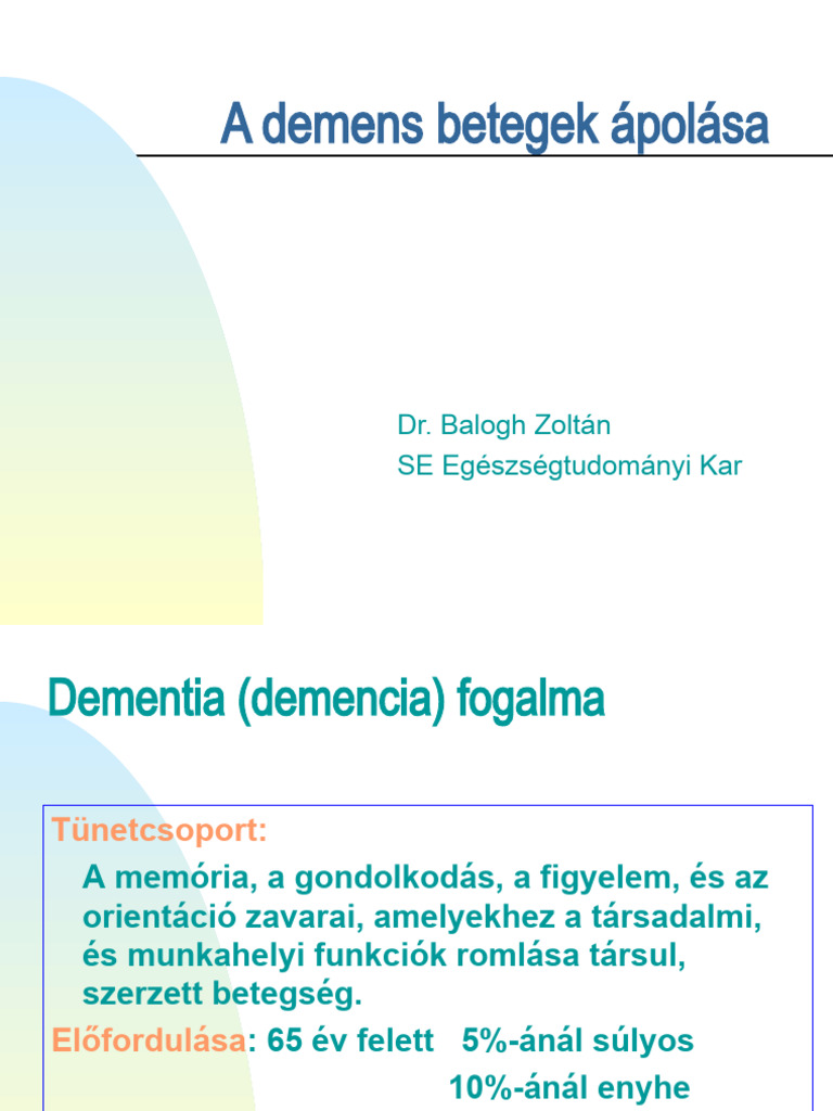 Demens Beteg Ápolása | PDF