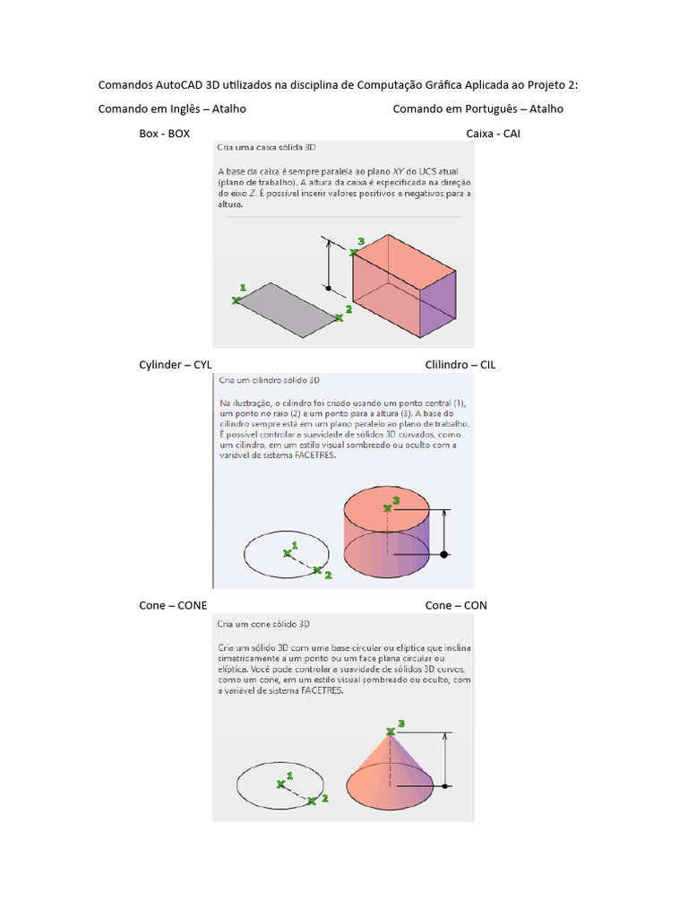 Comandos Autocad 3D | PDF