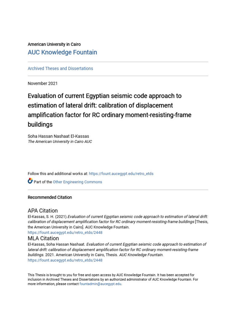 Egyptian Seismic Code Evaluation | PDF | Mechanics | Applied And Interdisciplinary Physics