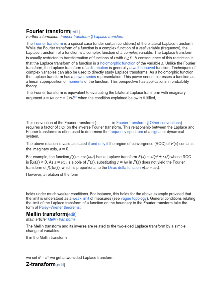 Fourier Transform | PDF | Laplace Transform | Fourier Transform