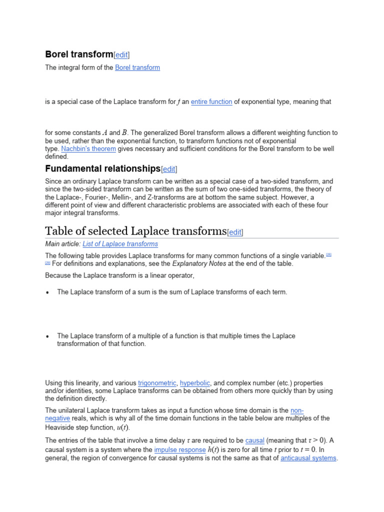 Borel Transform | PDF | Laplace Transform | Algebra