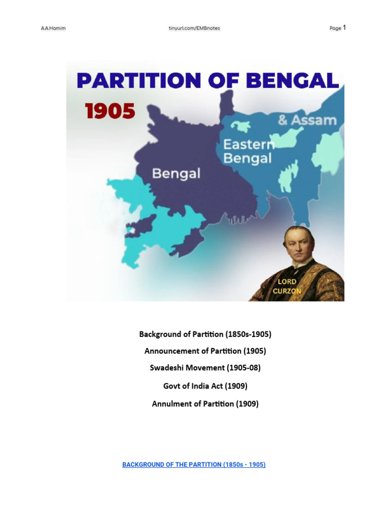IV - 1st Partition (1905) | PDF | British Raj | Partition Of India