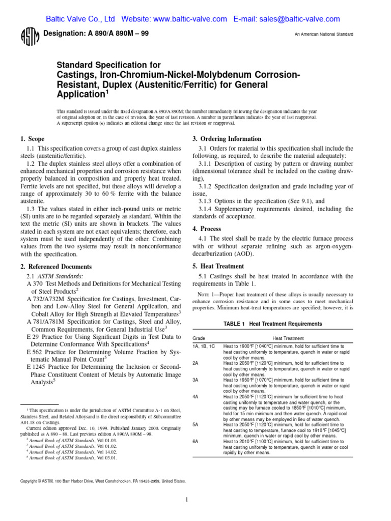 Astm A890 Series | PDF | Heat Treating | Steel