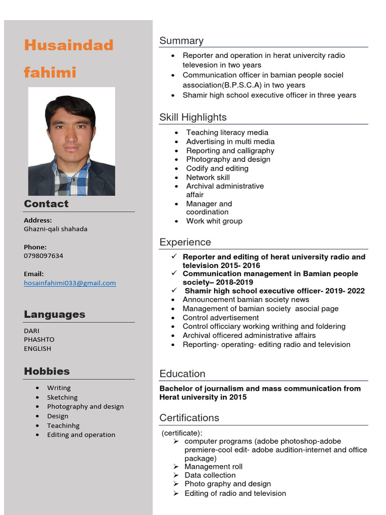 Fahimi CV | PDF | Human Communication | Mass Media