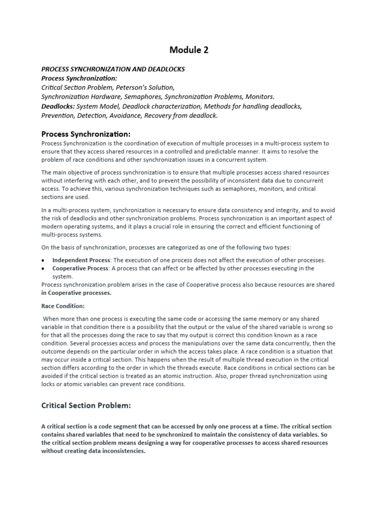 Unit2 A Final Process Synchronization Pdf Process Computing