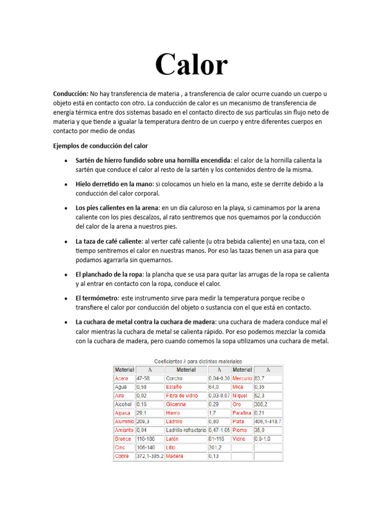 Clase 1 2do Corte Fisica | PDF | Conduccion termica | Calor