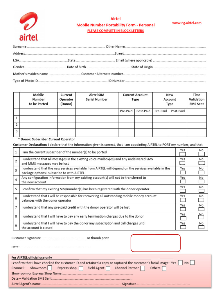 MNP Form | PDF | Prepaid Mobile Phone | Subscription Business Model