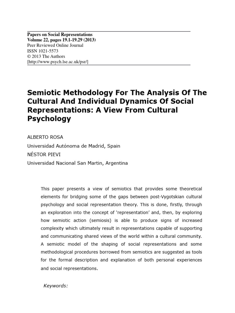 Semiotic Methodology For The Analysis of | PDF | Representation (Arts ...