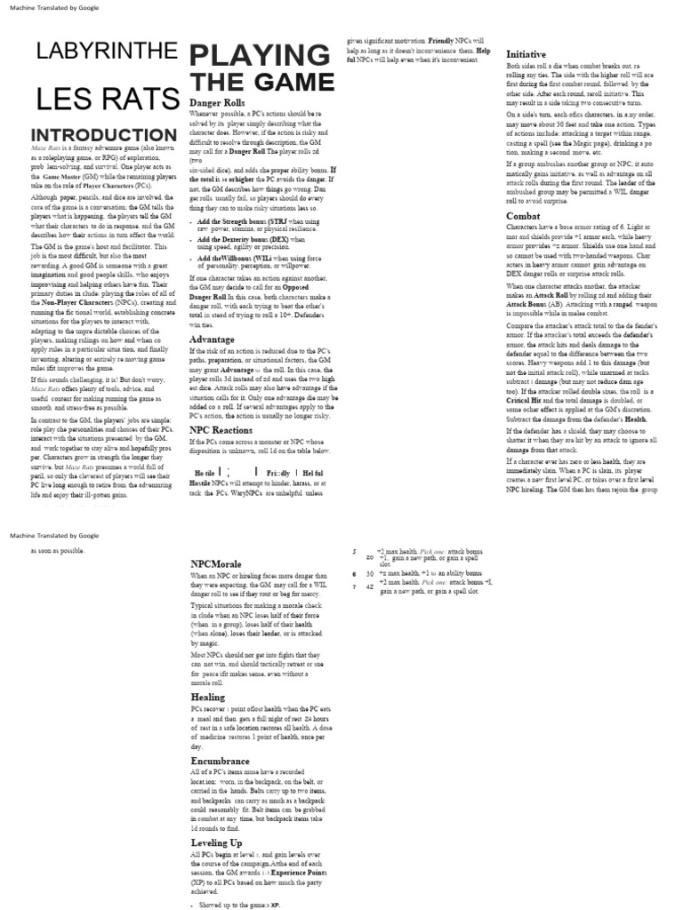 Maze Rats | PDF | Role Playing Games