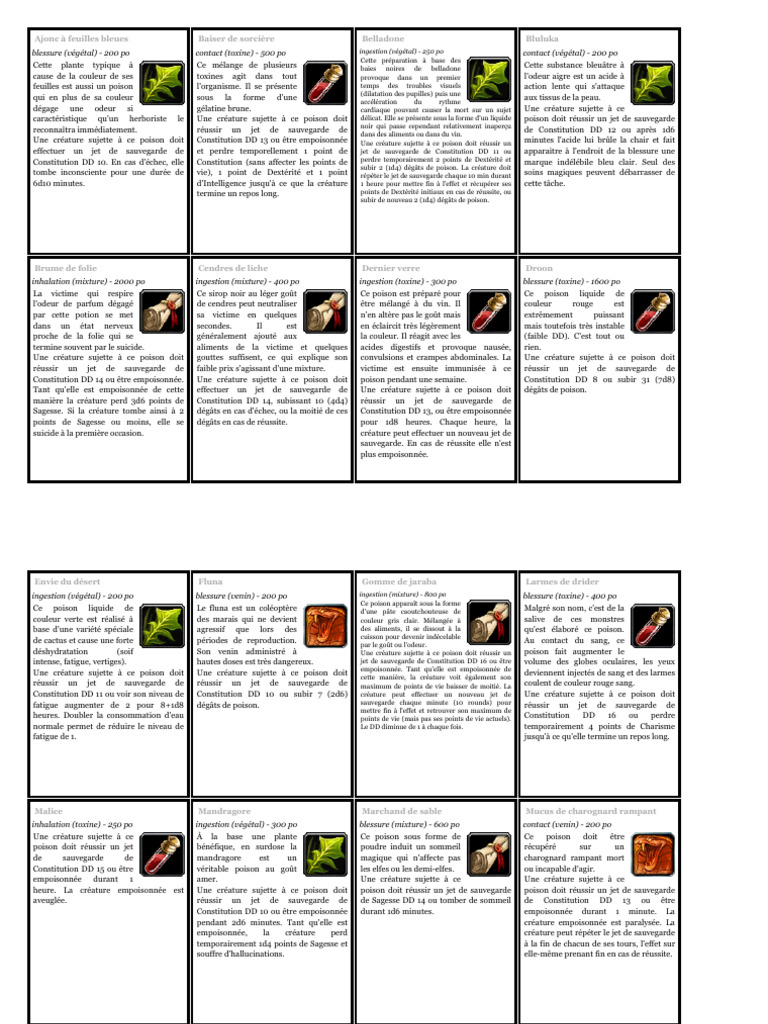 Poisons dans D&D 5e : Guide Complet | PDF | Poison