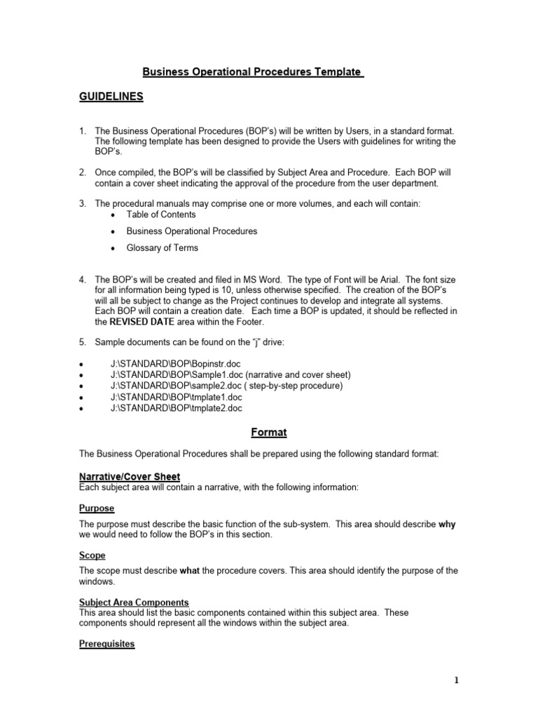 Business Operational Procedures Template | PDF | Information | Computing