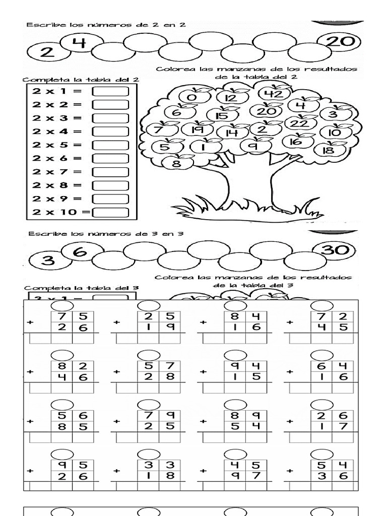 Tablas de Multiplicar Grado Tercero | PDF