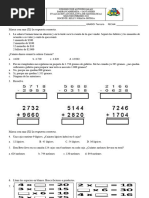 PRUEBA DE MATEMÁTICAS 4° Multiplicación | PDF | Multiplicación
